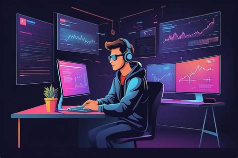 Premium Photo Coding Enthusiast Virtual Hackathon Adventure Flat
