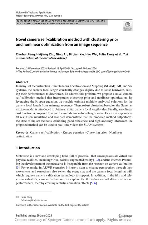 Novel Camera Self Calibration Method With Clustering Prior And Nonlinear Optimization From An