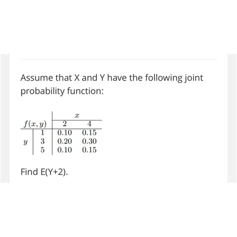 Solved Assume That X ﻿and Y ﻿have The Following Joint