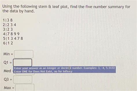 Solved Using The Following Stem And Leaf Plot Find The Five