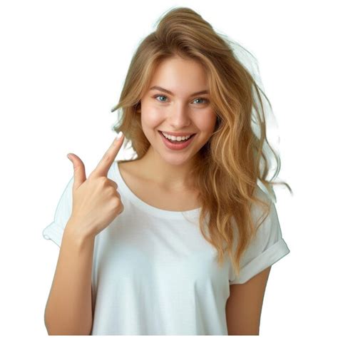 Premium PSD Woman Looking Camera Showing Copyspace Pointing