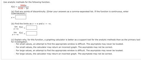 Solved Use Analytic Methods For The Following Function