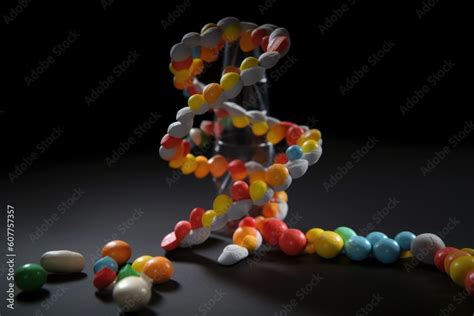Dna Double Helix With Complementary Base Pairs And Sugar Molecule Created With Generative Ai