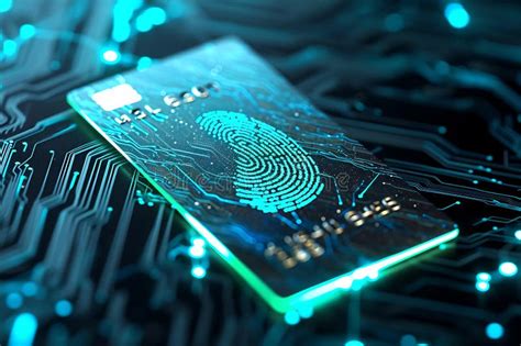 Cyber Fingerprint Technology On Digital Circuit Board Stock Image