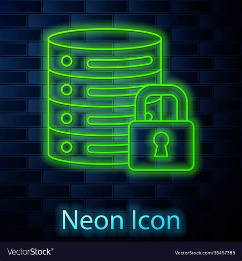 Glowing Neon Line Server Security With Closed Vector Image