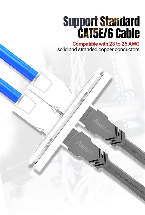 Ampcom Cat6 Rj45 Keystone Jack Module Connector Network Coupler Ethernet Wall Jack 90° Punch