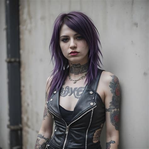Premium Photo Edgy Rocker Chick With A Rebellious Spirit