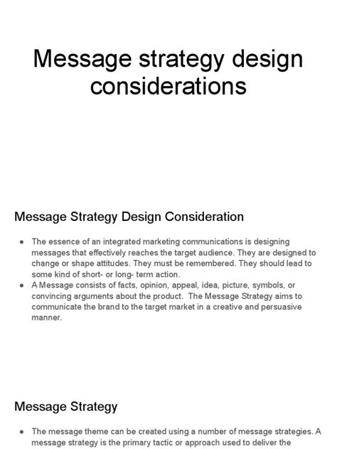 Message Strategy Design Considerations Pdf