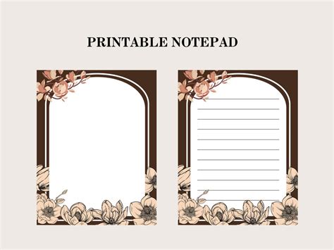 Printable Notepad Template Digital Download Floral Style Pdf File Etsy