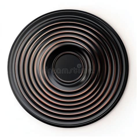 Black Circular Plates Neatly Stacked In Concentric Design Stock Illustration Illustration Of