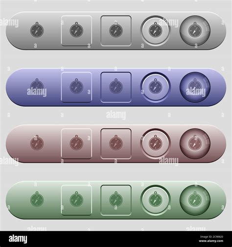 compass icons on rounded horizontal menu bars in different colors and