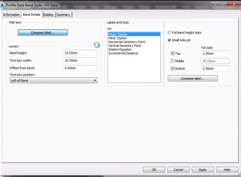 setting profile data band styles or section view band styles is really