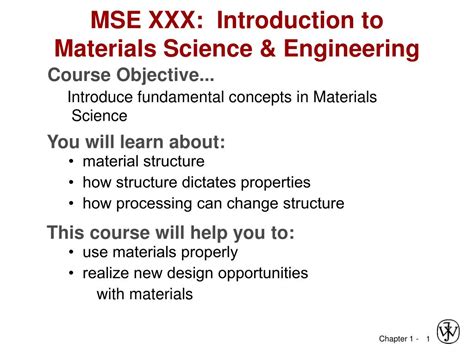 PPT MSE XXX Introduction To Materials Science Engineering PowerPoint Presentation ID