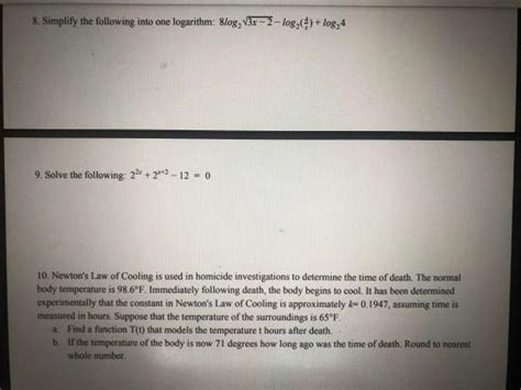 Solved 8 Simplify The Following Into One Logarithm 8log