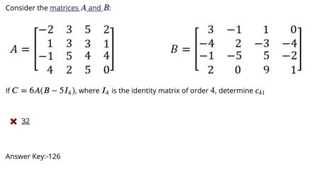 Solved Consider The Matrices A And B Chegg Com