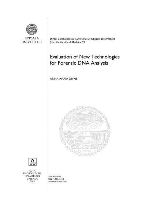 Pdf Evaluation Of New Technologies For Forensic Dna Analysis