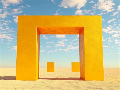 Gateway To The Infinite Horizonsunlit Archway In A Dreamscape Desert