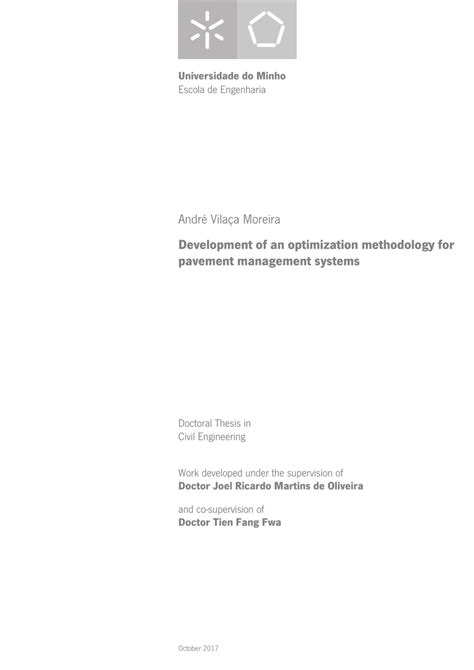 pdf development of an optimization methodology for pavement