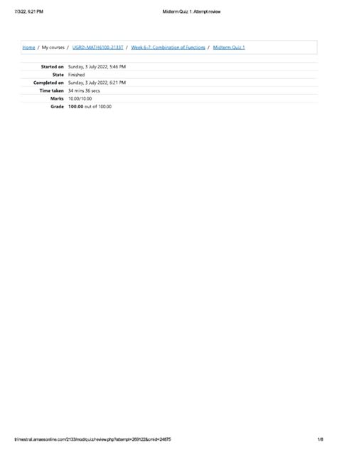 Calculus 1 Midterm Quiz 1 Pdf