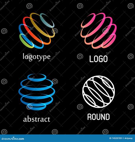 Isolated Abstract Colorful Round Shape Vector Logo Set Rings Elements Logotypes Collection