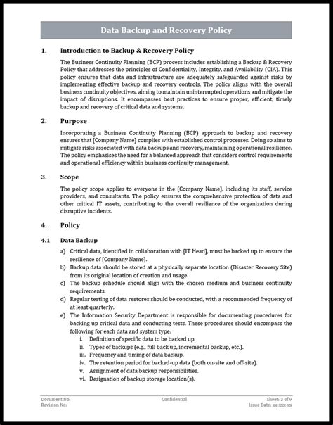 Iso 22301 Data Backup And Recovery Policy Template Iso Templates And