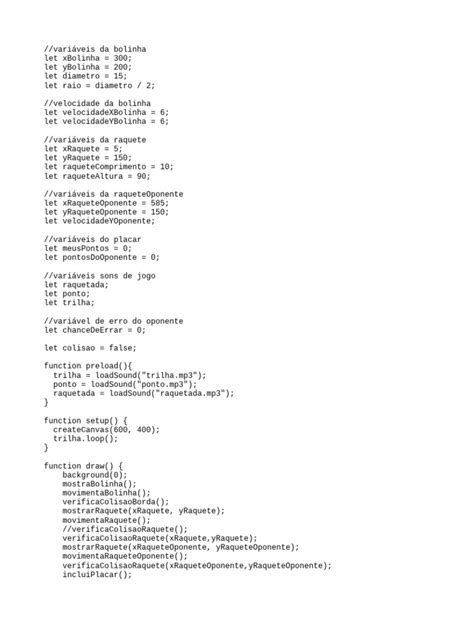 Jogo Pong Javascript Pdf