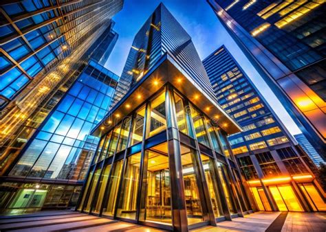 Sleek Steel And Glass Elevator Ascending Against A Night Cityscape A Modern Architectural