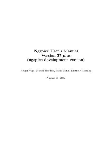Ngspice Users Manual Version 37 Plus Ngspice Development Version