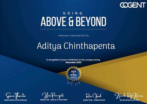 Im Elated To Have Received This Award Thanks To Saisrikiran… Aditya Chintapenta