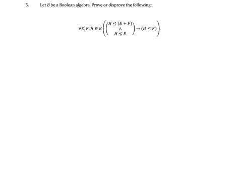 let b be a boolean algebra prove or disprove