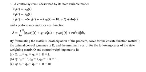 solved 3 a control system is described by its state