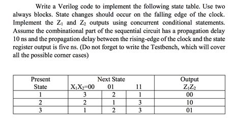Write A Verilog Code To Implement The Following State
