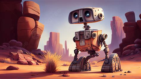 Robot Sci Fi Scene Cute Background Robot Science Fiction Technology Background Image And