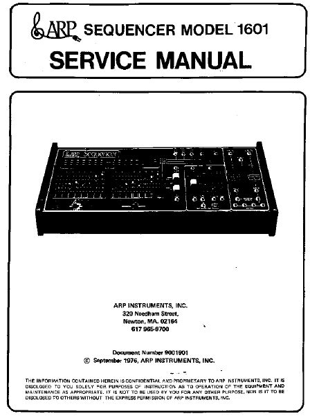 Arp Sequencer 1601 Instruments Service Manual Electronic Service Manuals