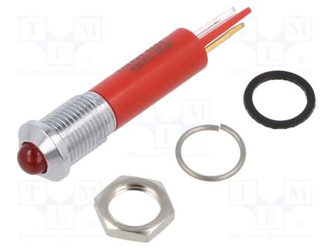Q8p1cxxr24e Apem Indicator Led Prominent Red Ø8mm Ip67 Q8