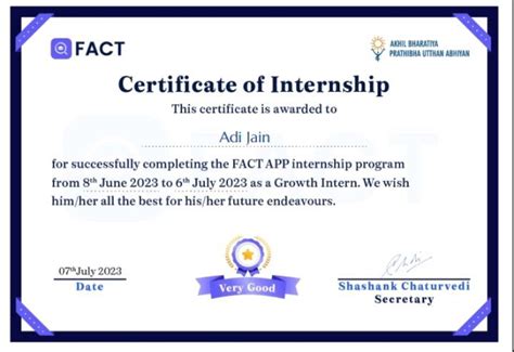 Adi Jain On Linkedin Internship Factapp Firstinternship Gratitude