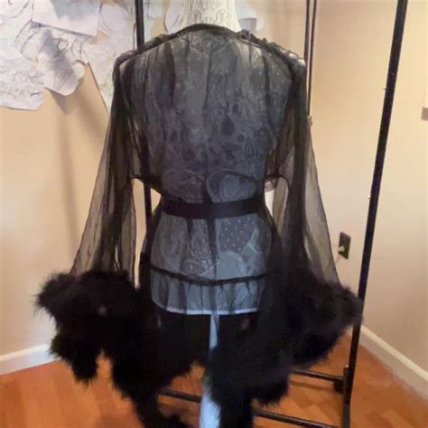 Old Hollywood Feather Robe Sexy Tulle Recently Depop