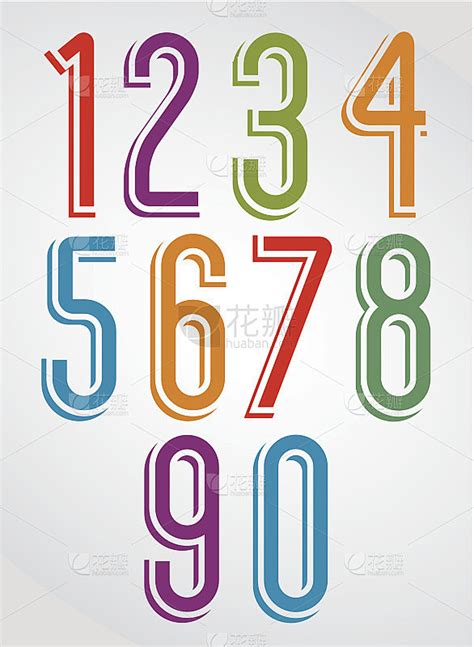 纤细优雅明亮的动画圆角数字与白色轮廓。