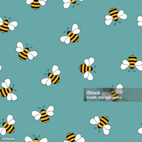 색상 배경에 꿀벌과 원활한 패턴 작은 말살 벡터 그림입니다 사랑스러운 만화 캐릭터 초대 카드 직물 직물에 대한 템플릿 디자인 낙서 스타일 0명에 대한 스톡 벡터 아트 및