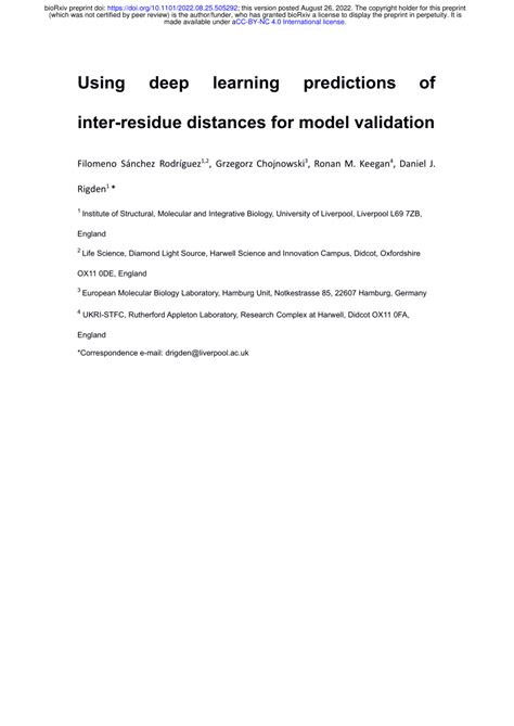 pdf using deep learning predictions of inter residue distances for