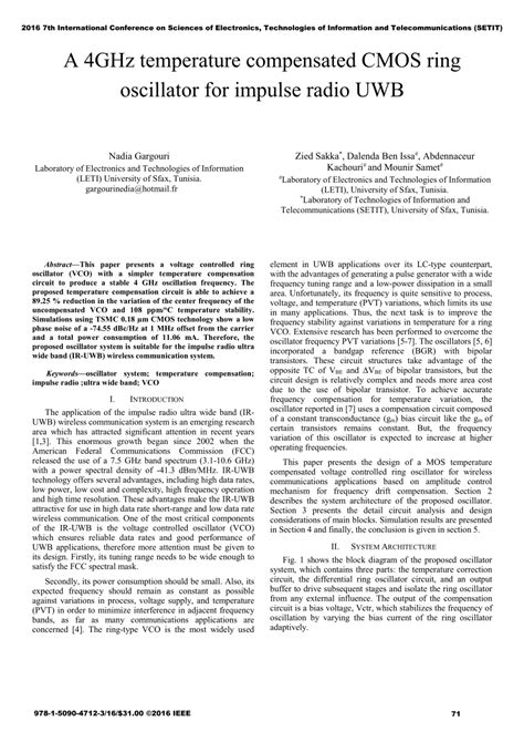 Pdf A 4ghz Temperature Compensated Cmos Ring Oscillator For Impulse