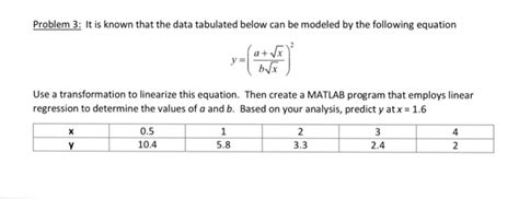 Solved Problem 3 It Is Known That The Data Tabulated Below