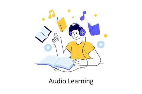 premium vector audio learning flat style design vector illustration