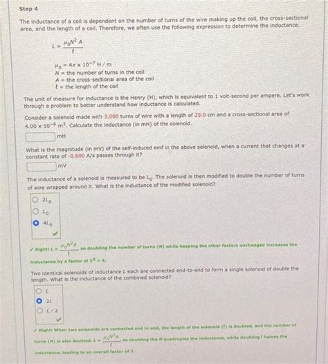 Solved Step 4 The inductance of a coil is dependent on the | Chegg.com