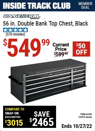Us General 56 In Double Bank Black Top Chest For 54999 Harbor