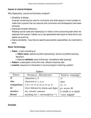 Lexical Analysis Compiler Design PDF Programming Languages Computing