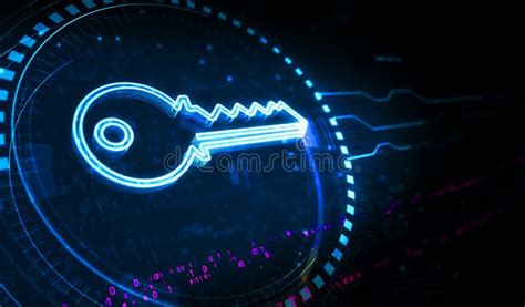 Cyber Security With Key Symbol Digital Concept 3d Illustration Stock
