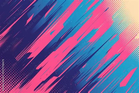 Abstract Comic Inspired Background Featuring Teal And Purple Overlapping Lines With Halftone