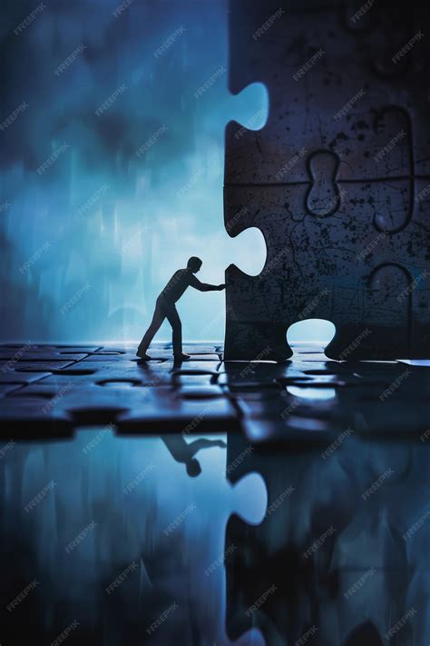 Premium Photo Visual Metaphor Workers Pushing Puzzles Symbolizing