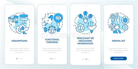 problem solving obstacles blue onboarding mobile app page screen with